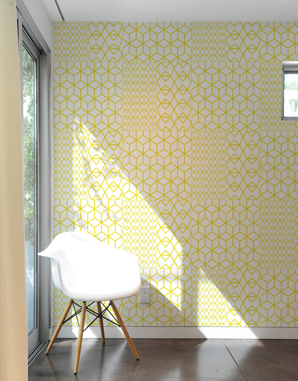 bright yellow patterned wallpaper