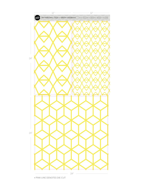 Geometric Yellow Pattern Wall Tiles removable wallpaper decals