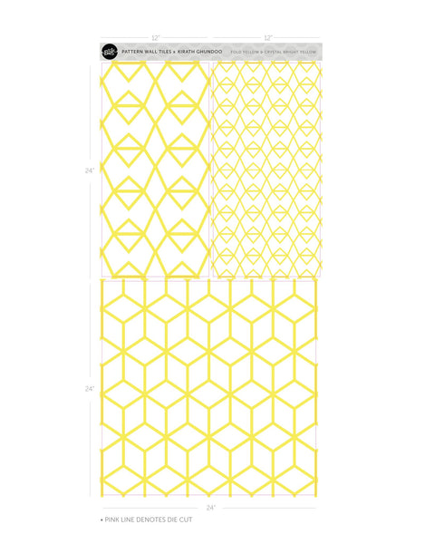Geometric Yellow Pattern Wall Tiles removable wallpaper decals – Blik