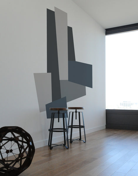 Color Block Slant Wall Art | Self Adhesive Vinyl Stickers | Blik