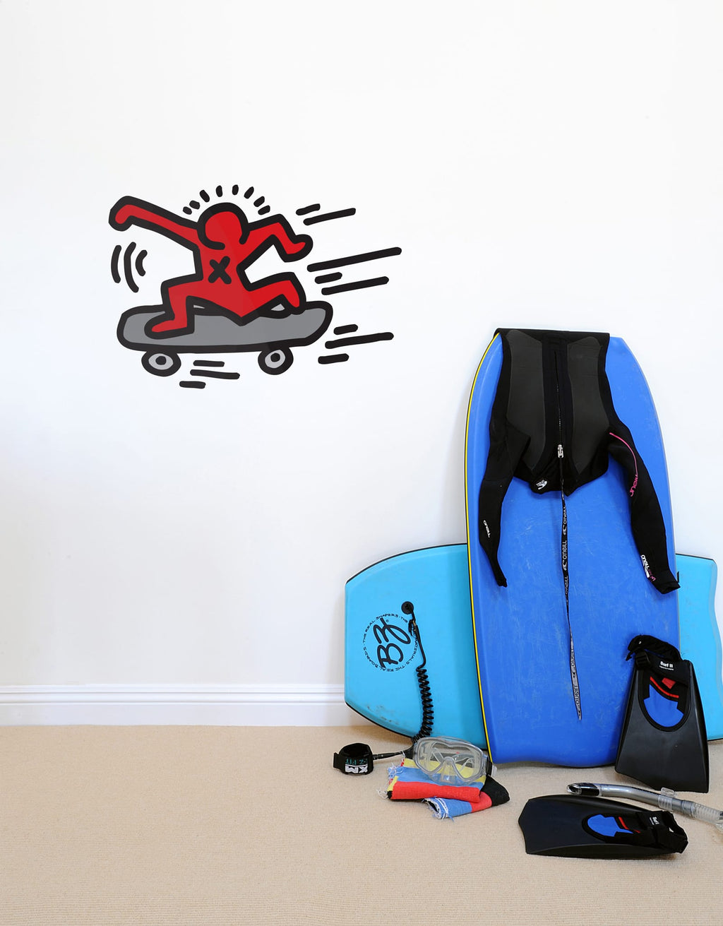 Skater Wall Decal by Keith Haring | Skateboarder Wall Sticker | Blik