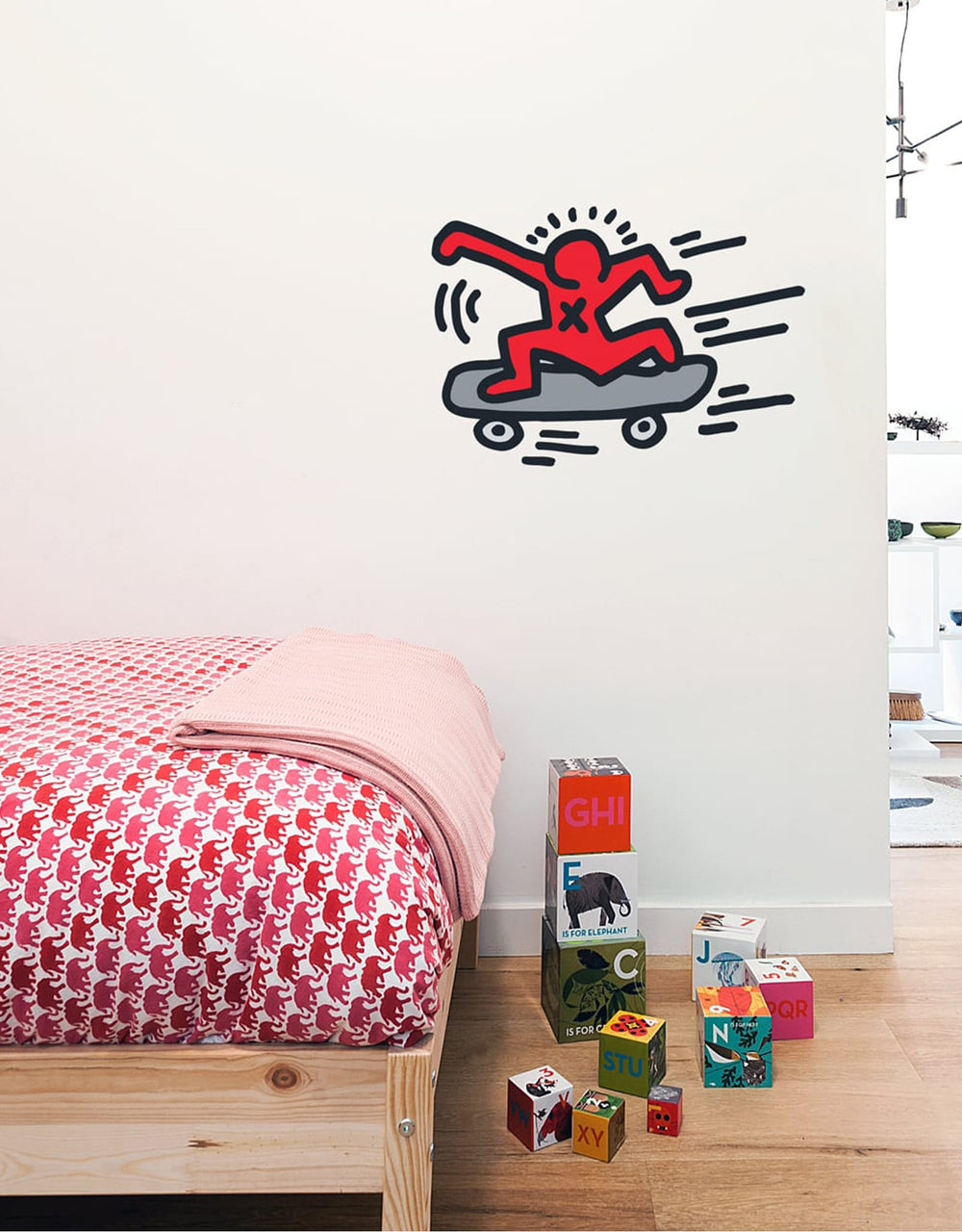 Skater Wall Decal by Keith Haring | Skateboarder Wall Sticker | Blik